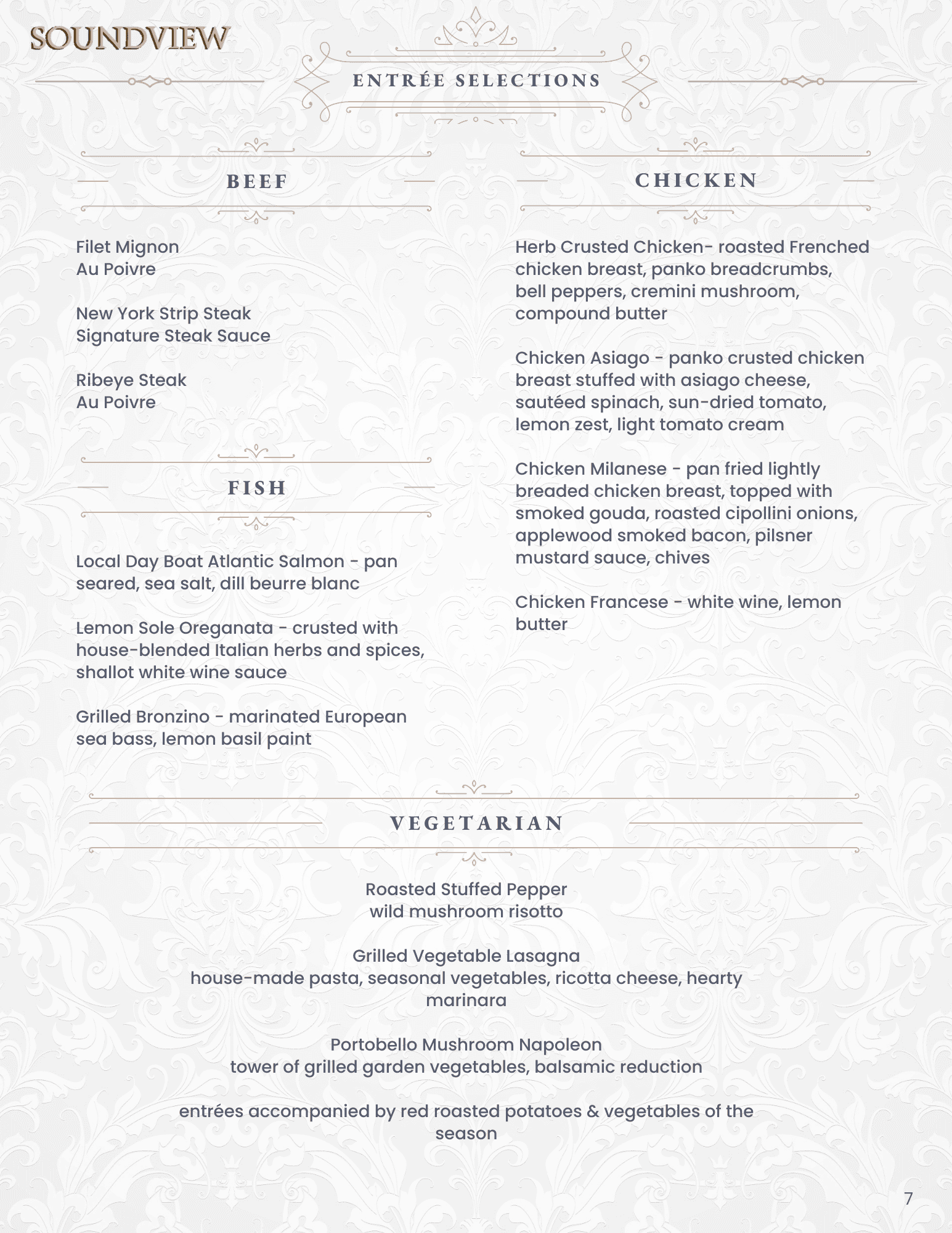 Menu Choices Soundview Caterers Long Island | Waterfront Events